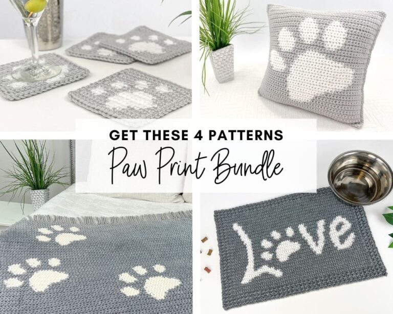 Crochet Paw Print Love Mat (Pet/Dog Bowl) Pattern - Free | Jo to the ...