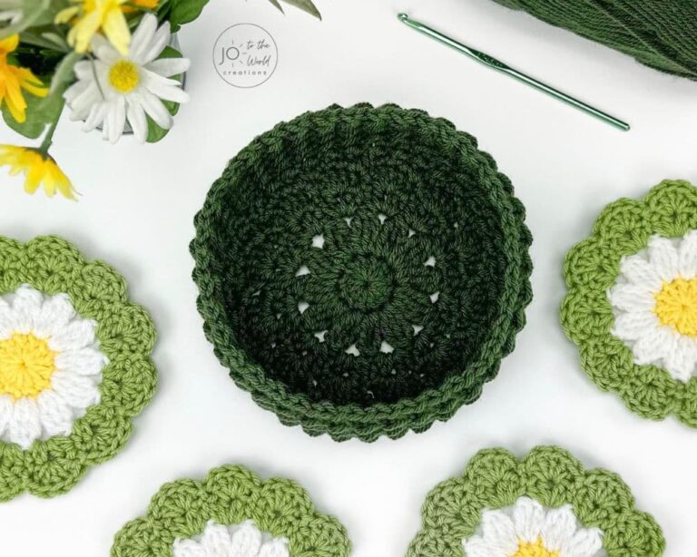 Daisy Coaster Holder - Free Crochet Pattern | Jo to the World Creations